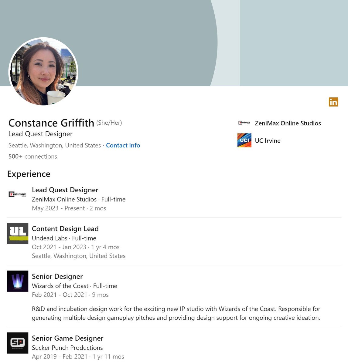 Idle Sloth💙💛 on Twitter: "(Hiring) Zenimax Online Studio has hired Roy Orr, Constance Griffith ...