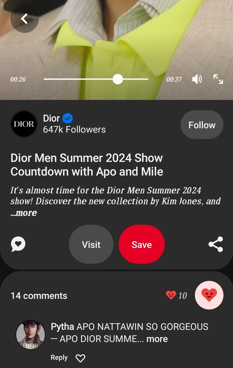 𝒫𝓎𝓉𝒽𝒶 ˢᵏʸ #𝐀𝐏𝐎 𝐃𝐈𝐎𝐑 𝐒𝐔𝐌𝐌𝐄𝐑 𝟐𝟒 on Twitter: "─ Dior Posted Apo Nattawin Pic and Video on their Off ...