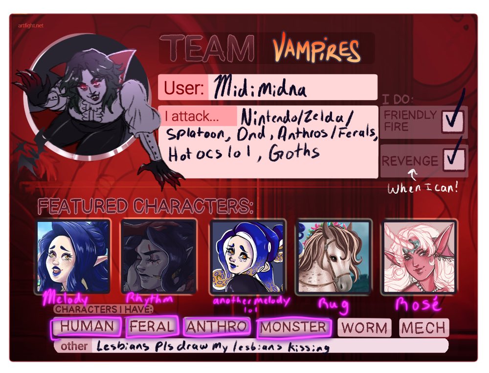 🦇🌹 Mori @ TEAM VAMPIRE 🧛🏻‍♀️!🌹🦇 on Twitter: "That time of the year again freaks #artfight # ...