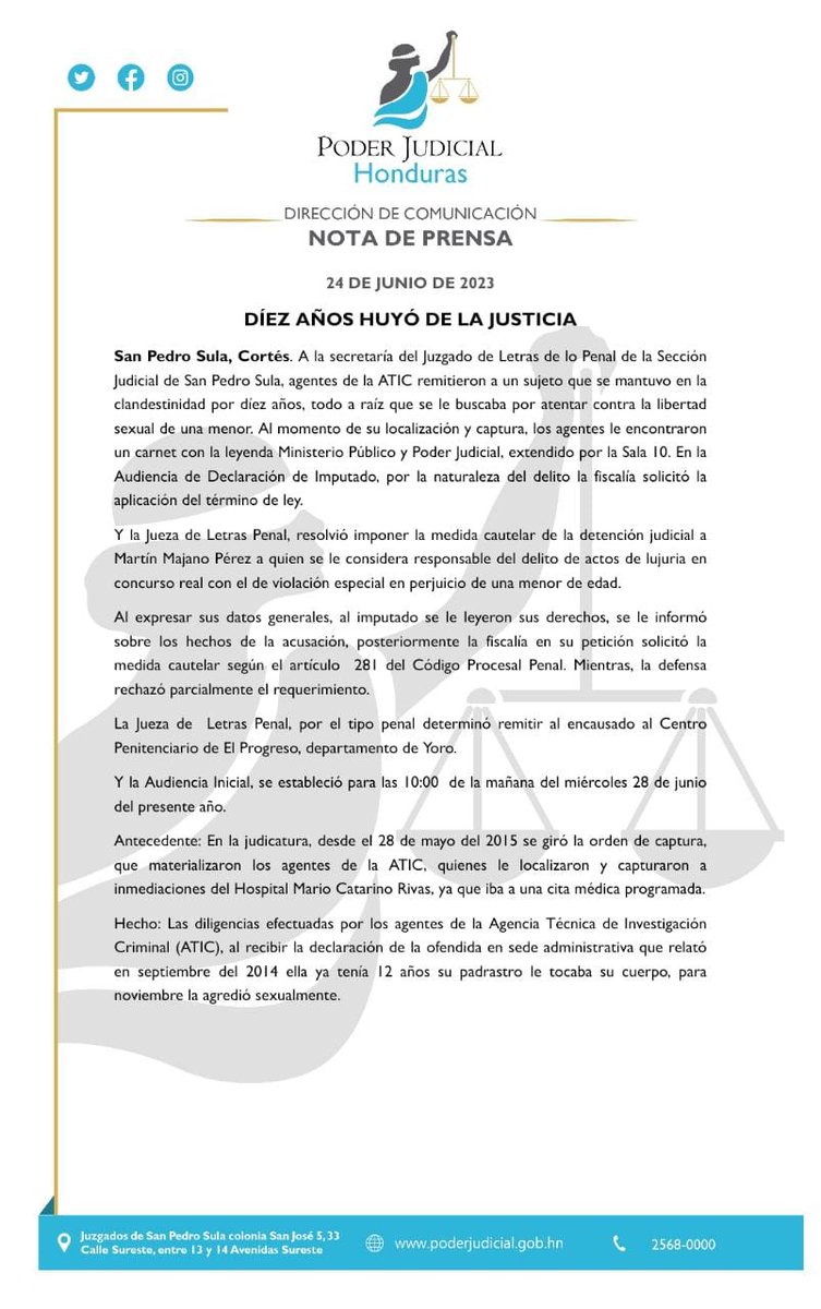 Poder Judicial Hn On Twitter En El Juzgadopenal De La Sección