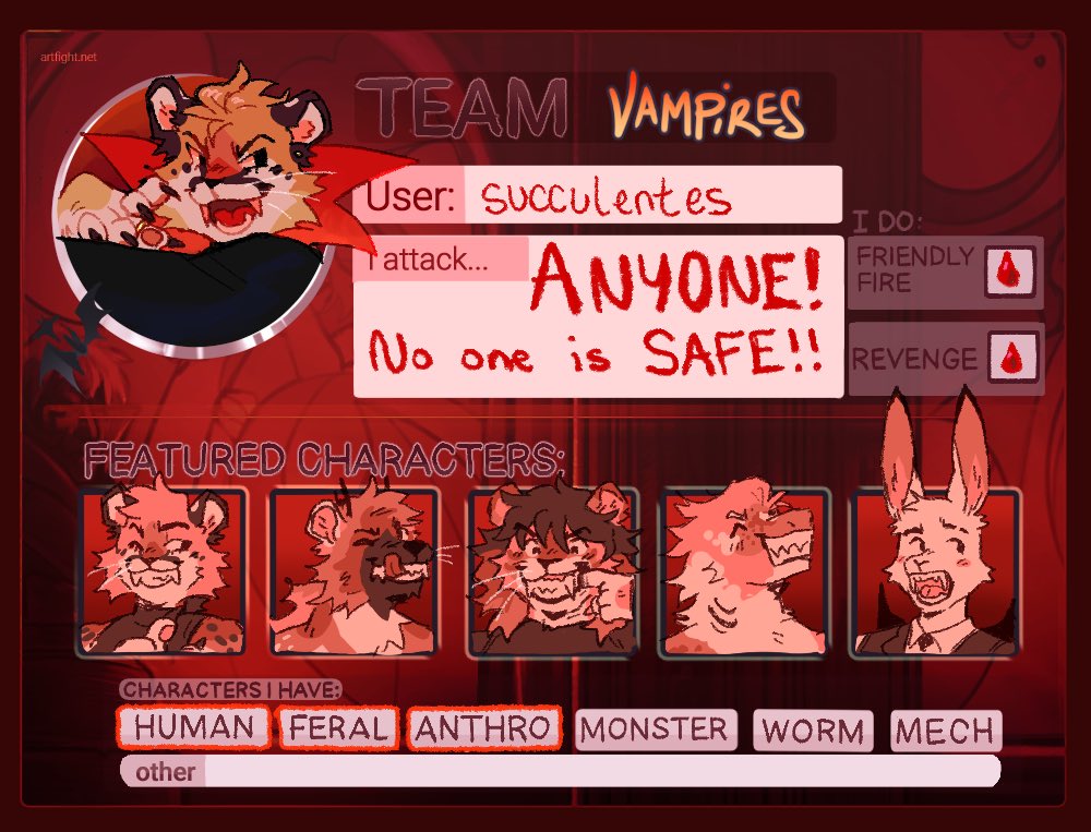 ⚡️succulent 🌱 team vampire!!!🩸 on Twitter: "REPORTING FROM TEAM VAMPIRE, PREPARING FOR ATTACK!!! 🩸💥"