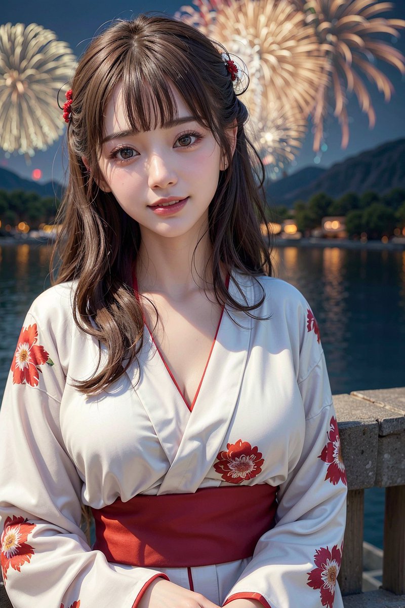 Wakame|九鬼若芽|ai美少女白書📚 On Twitter Ai花火大会 少しはだけてみたり。いい作品たくさんあるのでタグ検索して