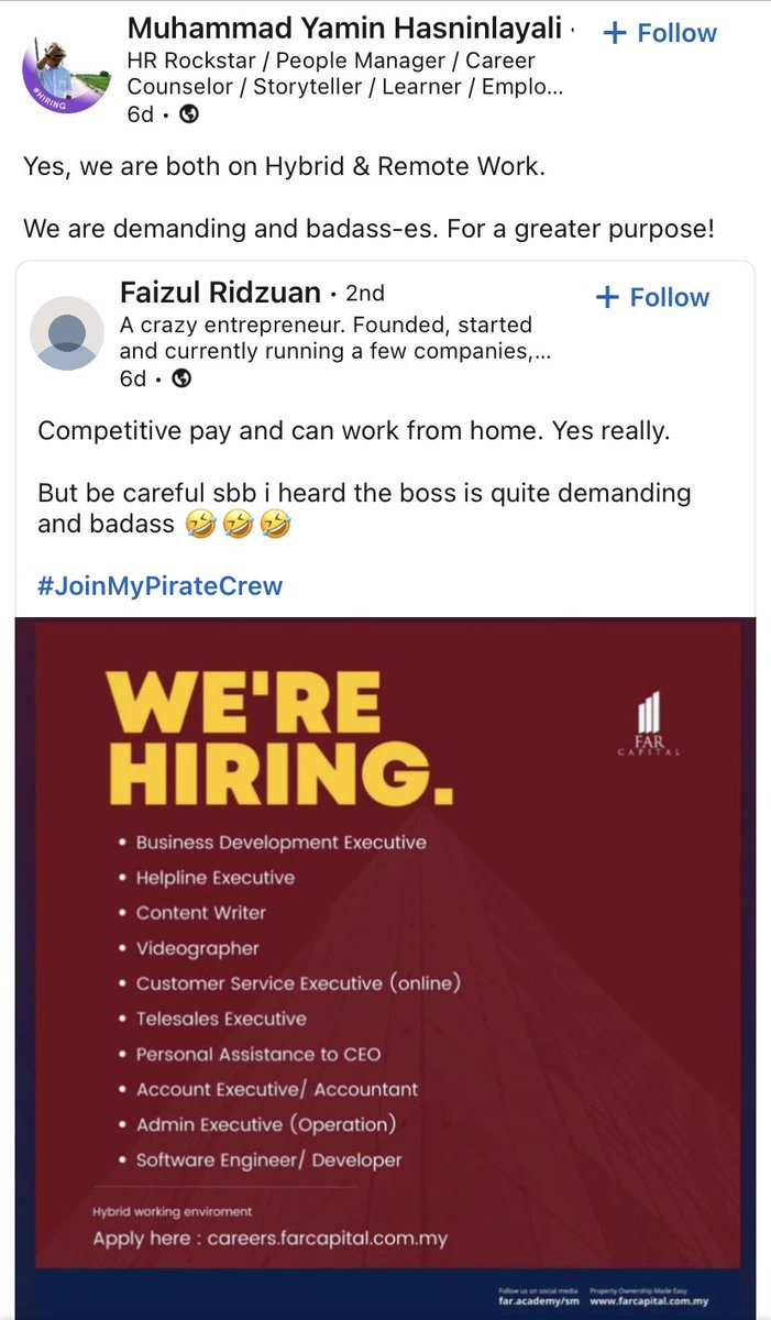 GetMe Hired 🚀 on Twitter: " FAR Capital is HIRING 📌 Various position Apply now: https://linkedin ...