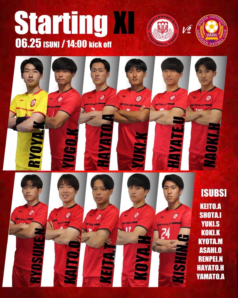 日本大学SPORTS on Twitter: "RT @nu_soccer: 【試合速報・メンバー】 「アミノバイタル®︎」カップ 4回戦 🆚早稲田大学14:00kickoff⚽️ ...