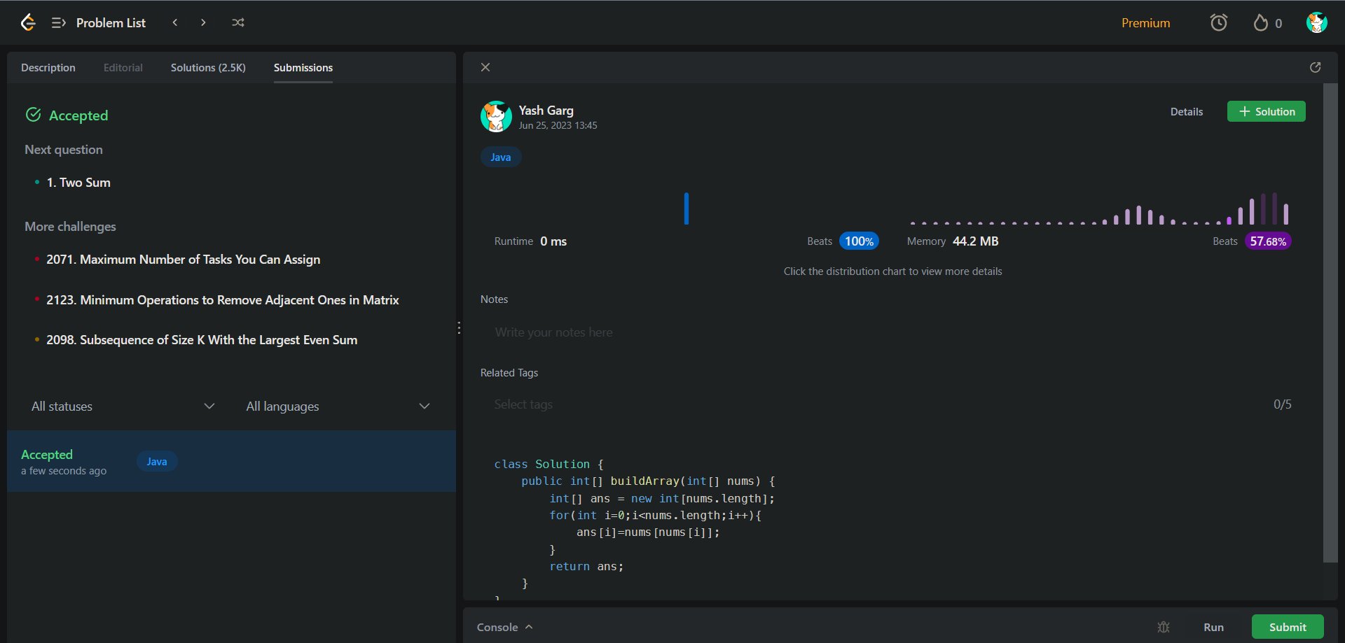 Yash Garg On Twitter Learning Dsa In Java And Practicing On Leetcode Solved My First Problem