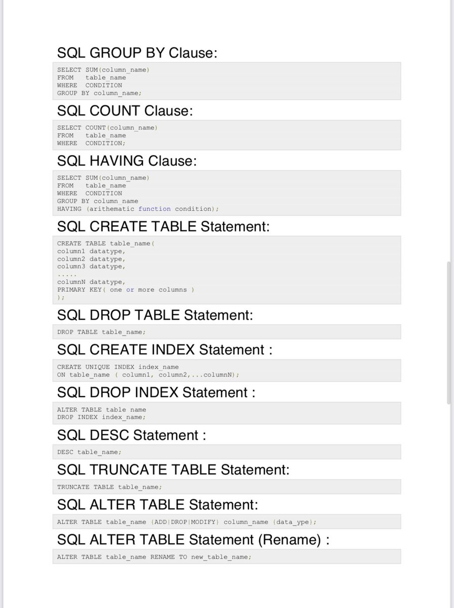 SQL Notes Thread 🧵 - Thread from Rohan Magdum 🇮🇳 @RohanMagdum7 - Rattibha