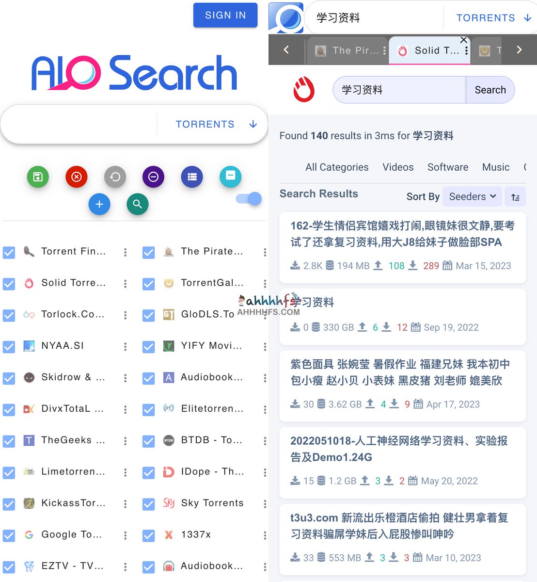 ahhhhfs on Twitter: "AIO Search：磁力聚合搜索引擎 一次输入搜索关键词 即可在多个磁力搜索站点进行搜索 👉https://ahhhhfs.com/43610/"