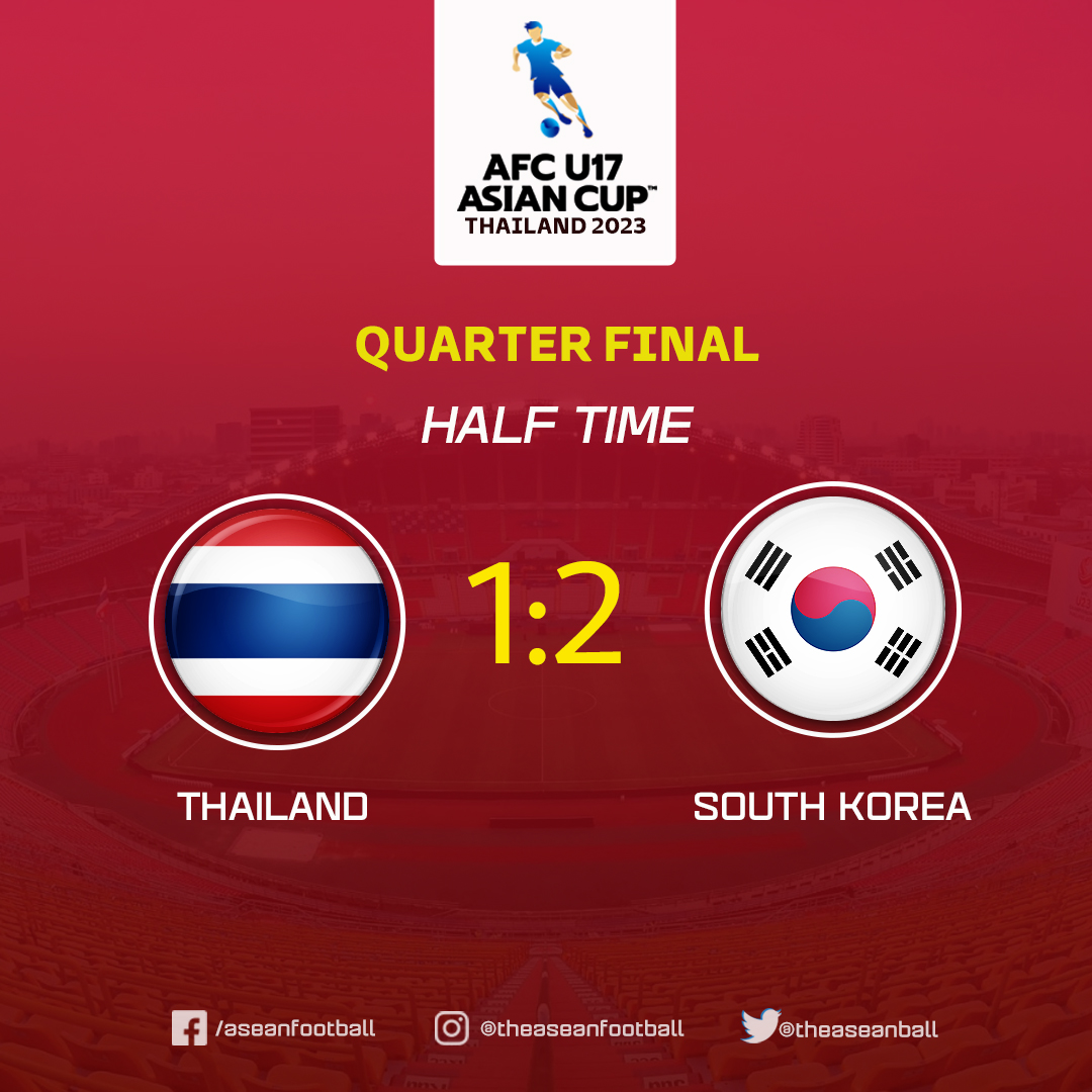 ASEAN FOOTBALL on Twitter: " AFC U17 ASIAN CUP 2023 | Quarter-finals HT: Thailand 🇹🇭 1️⃣ - 2️⃣ ...