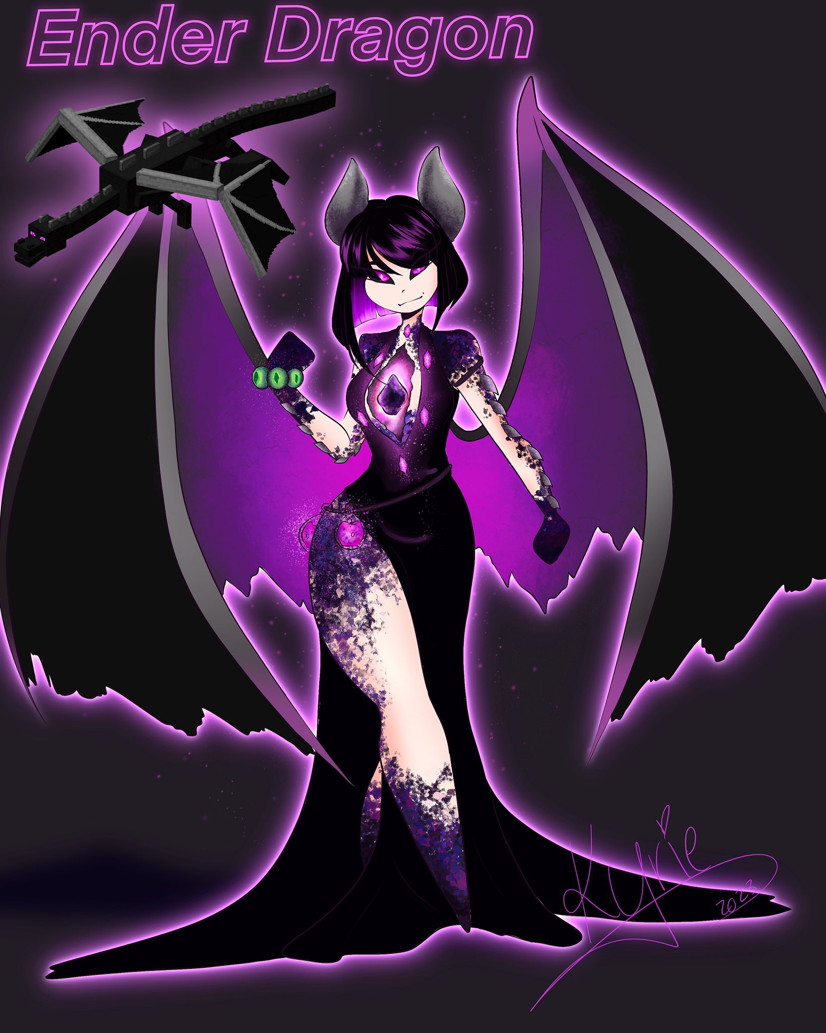 Minecraft Female Ender Dragon Enderdragon Etsy