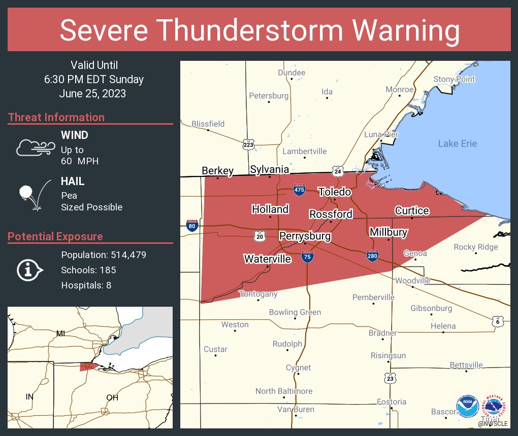 NWS Cleveland on Twitter: "Severe Thunderstorm Warning including Toledo OH, Perrysburg OH and ...