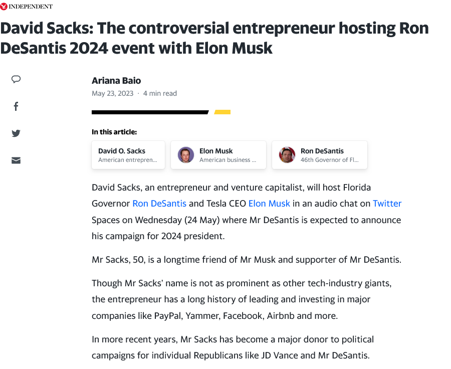 The host of the Twitter Space in which Ron DeSantis announced his ...