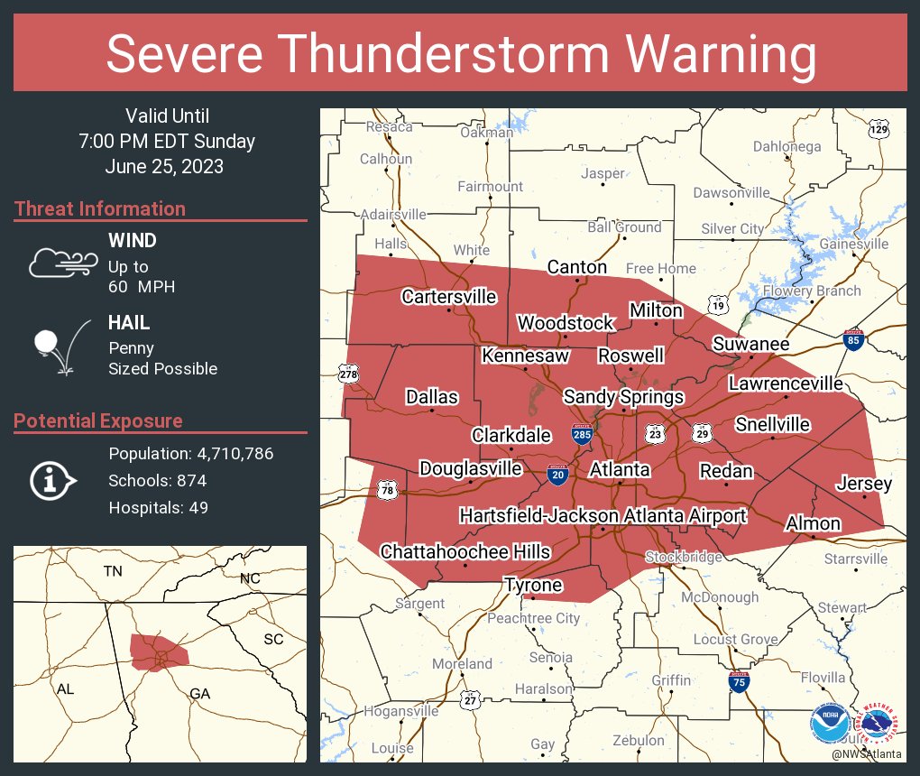 Atlanta-Fulton County Emergency Management Agency on Twitter: "A Severe Thunderstorm Warning ...