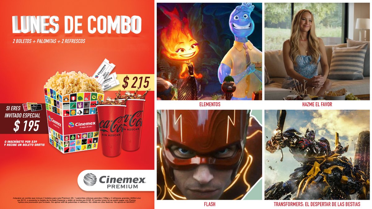 Cinemex on Twitter: "Los lunes son lo máximo con nuestro combo especial ...