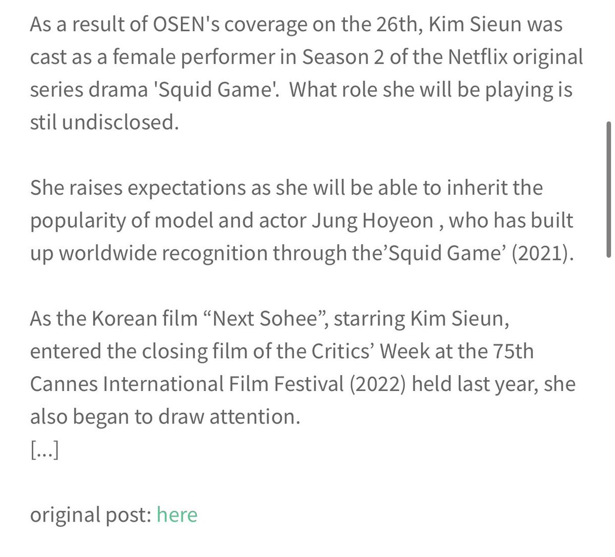 notpannchoa on Twitter: "[ notpannchoa ] Actress Kim Sieun who played alongside Mark cast as ...