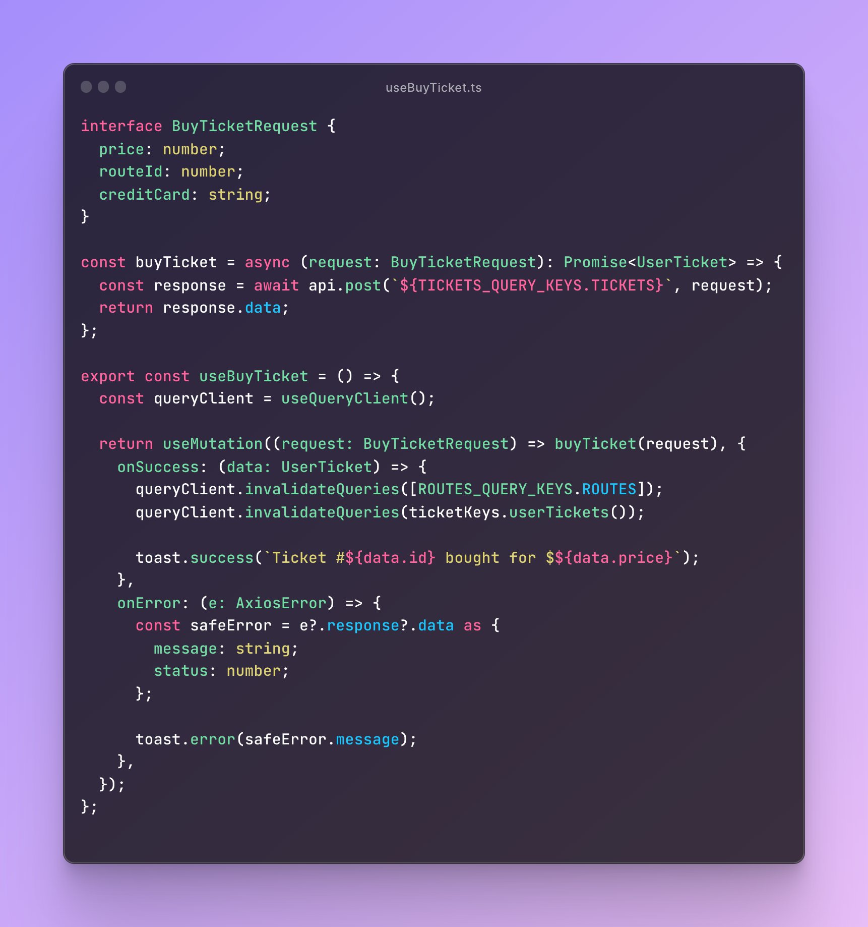 Matteooeth On Twitter Clean Code With Reactquery ️ And Typescript 💙 Using Custom Hooks To