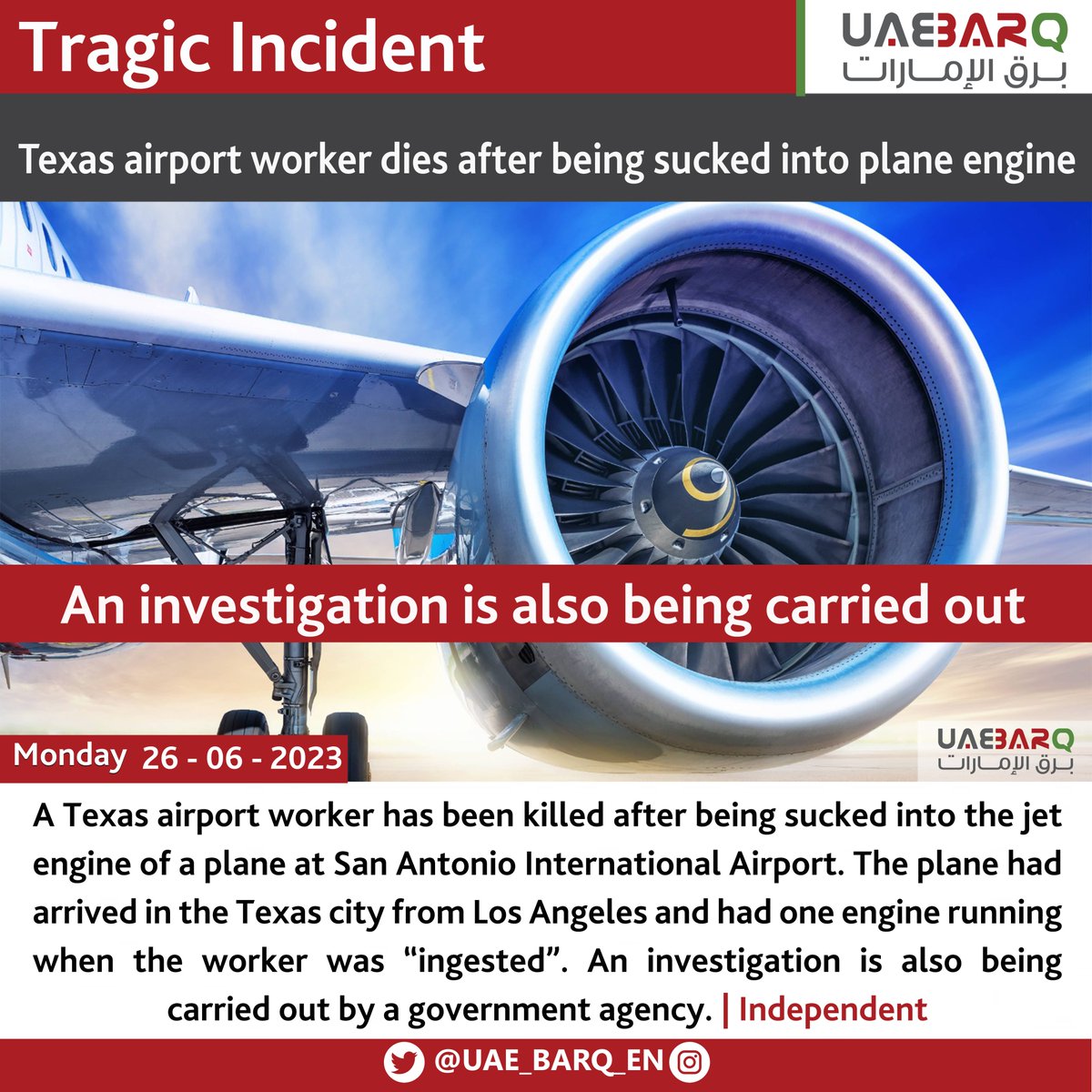 Uae Barq On Twitter Texas Airport Worker Dies After Being Sucked