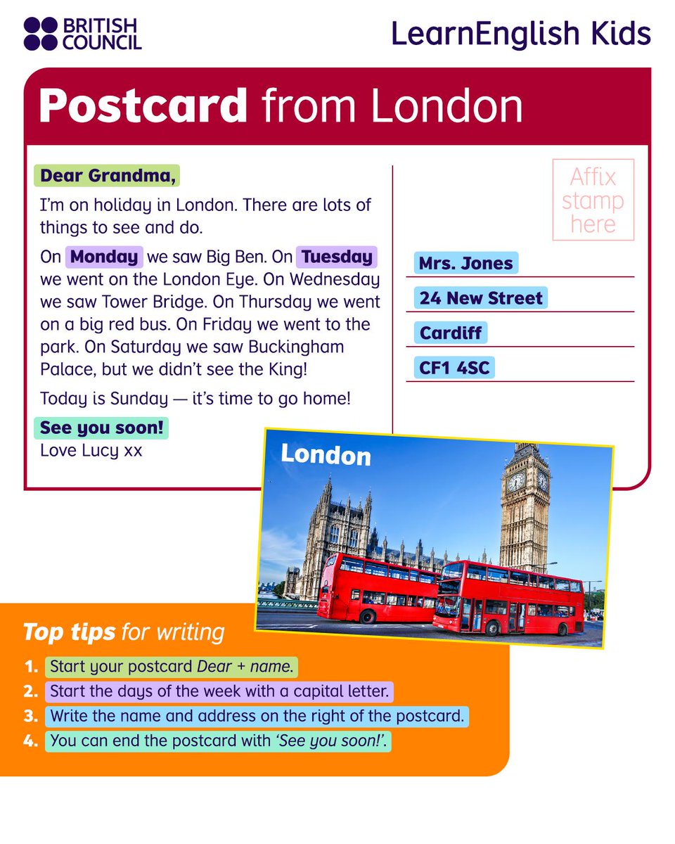 LearnEnglish on Twitter: "🚸Get your #kids to look at the postcard from ...