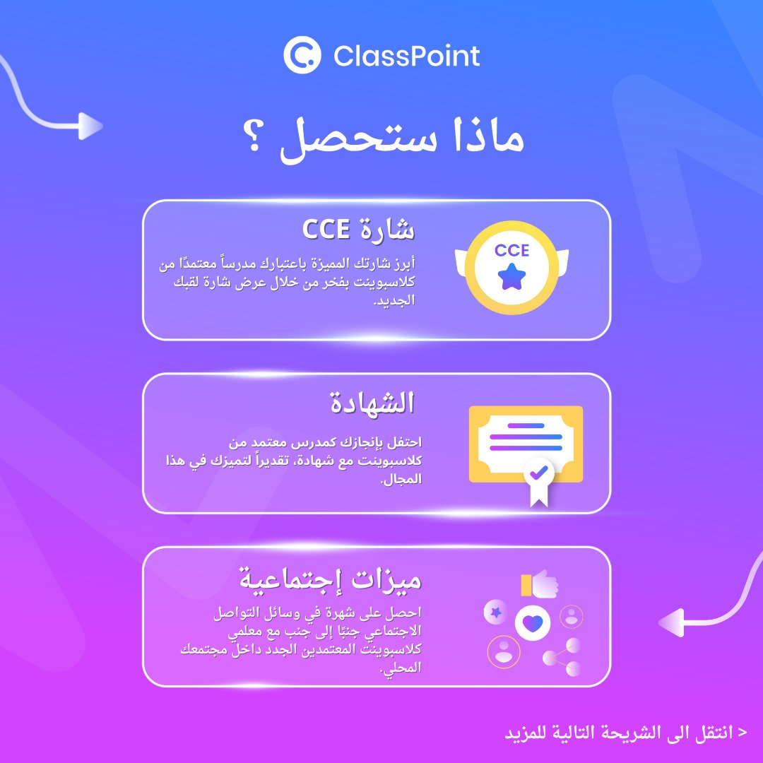 ClassPoint MENA on Twitter: "يسعدنا أن نعلن عن إطلاق برنامج مدرس كلاسبوينت المعتمد🌟🥳 🌟 كن جزءًا ...