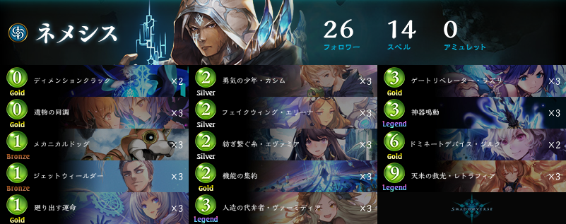 白夜@シャドバ on Twitter: "Shadowverse ネメシスデッキ https://t.co/qVh76OQRLA #shadowverse_deck #どばすぽ https ...