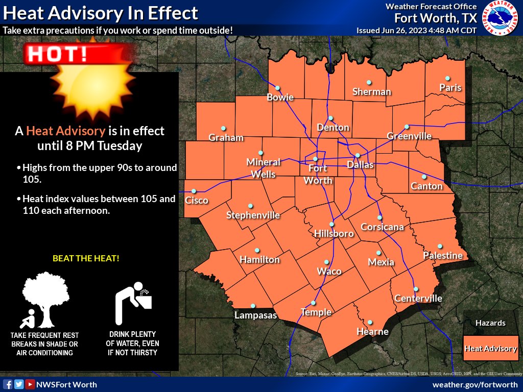 Nws Fort Worth On Twitter The Heat Advisory Continues Area Wide Today