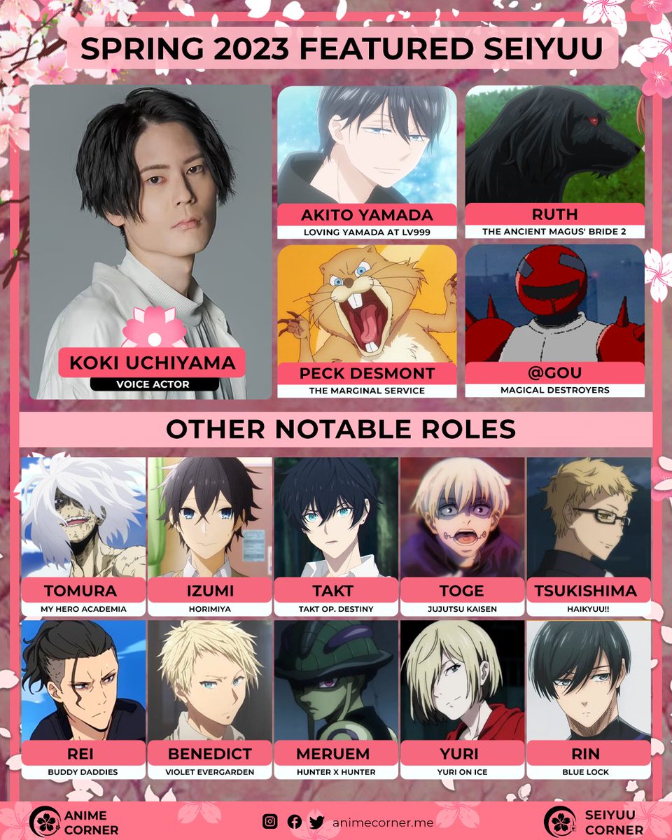 Seiyuu Corner on Twitter: "🌺 Daily Spring 2023 Featured Seiyuu: Koki Uchiyama"