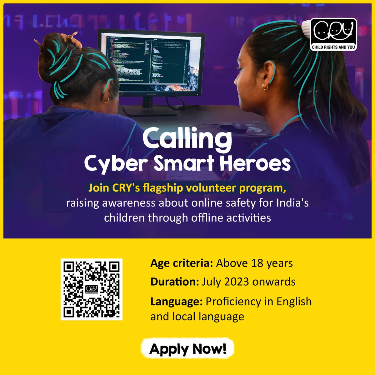 Child Rights and You (CRY) on Twitter: "📣 Volunteer with CRY! 📣 Think you are one of the few ...