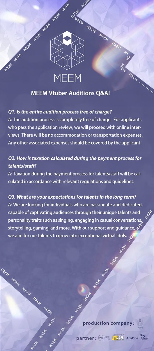 MEEM EN Official (Afaer) on Twitter: " MEEM Vtuber Auditions Q&A Thank you for your interest in ...