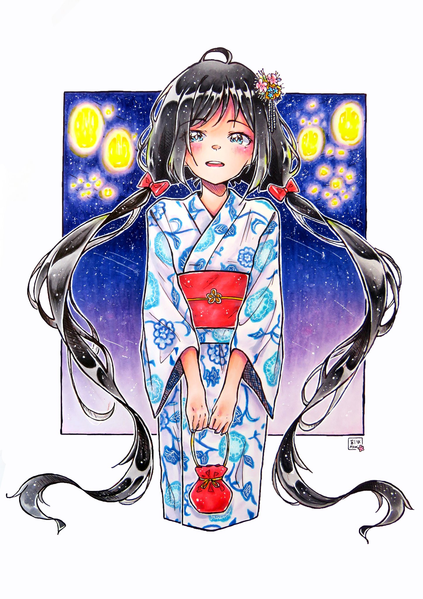Ayami.chan on Twitter: "「夏祭り」 (Summer Festival)🎆 • Drawing for this year's Copic Award. I had a ...