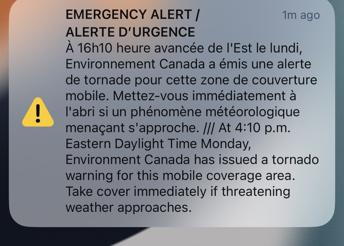 Tornado Warning Message