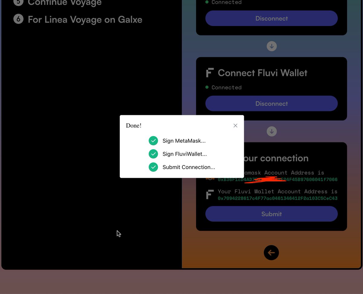 Enigma on Twitter: "Now lets link our Metamask address go to https://linea-quest.fluvi.io Click ...