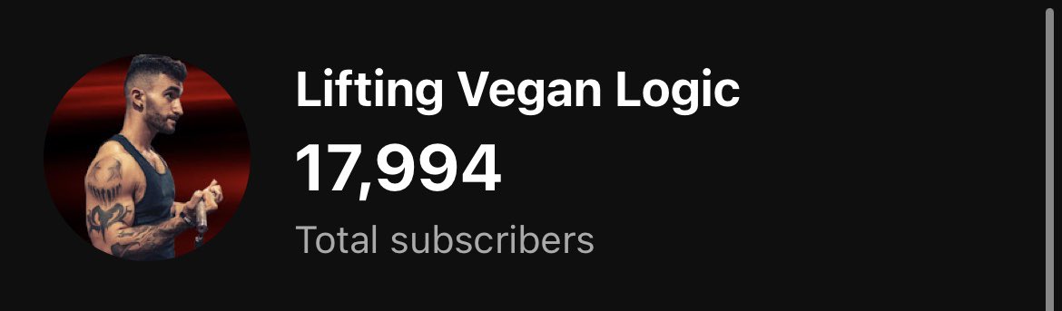 Lifting Vegan Logic on Twitter: "Help get me to 18k for validation 🙂 https://youtube.com ...