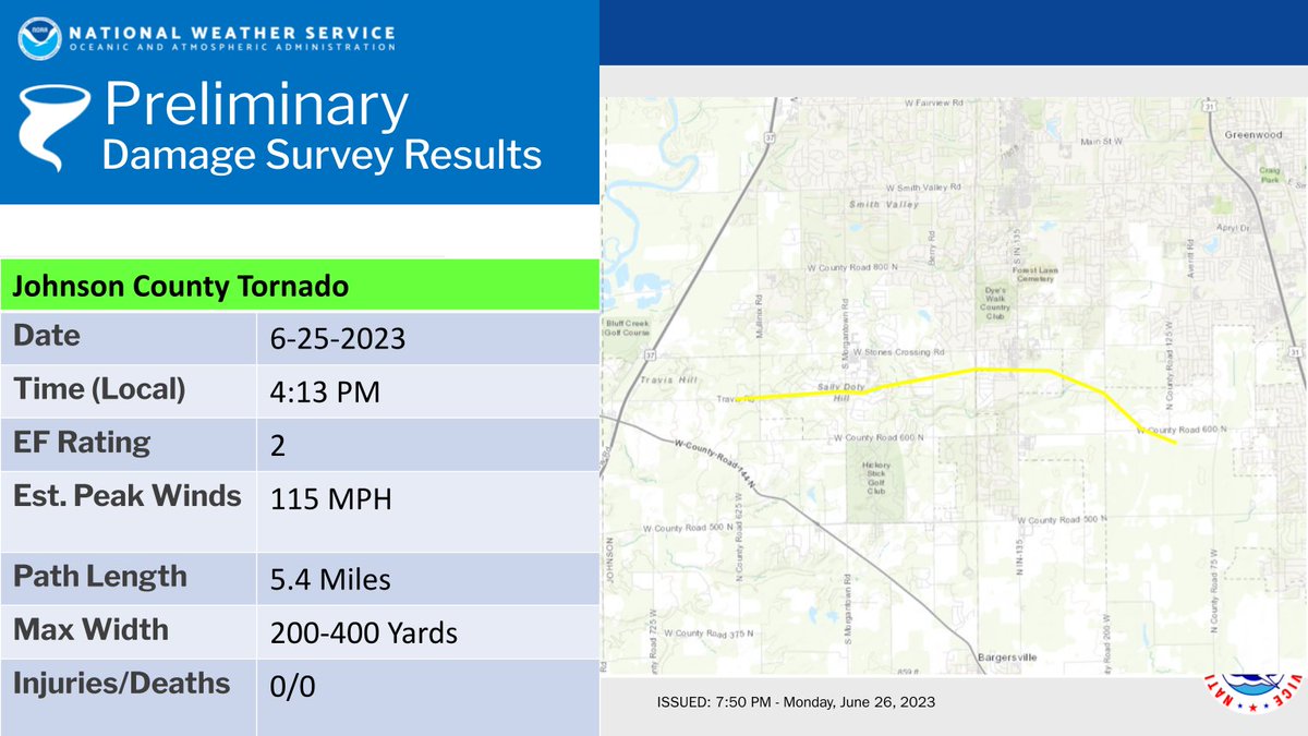 NWS Indianapolis on Twitter: "Preliminary damage surveys as of Monday evening, June 26 ,2023 ...