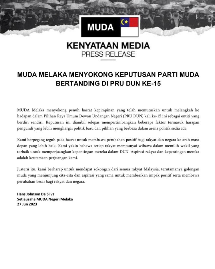 Parti MUDA Melaka on Twitter: Parti MUDA Melaka on Twitter: