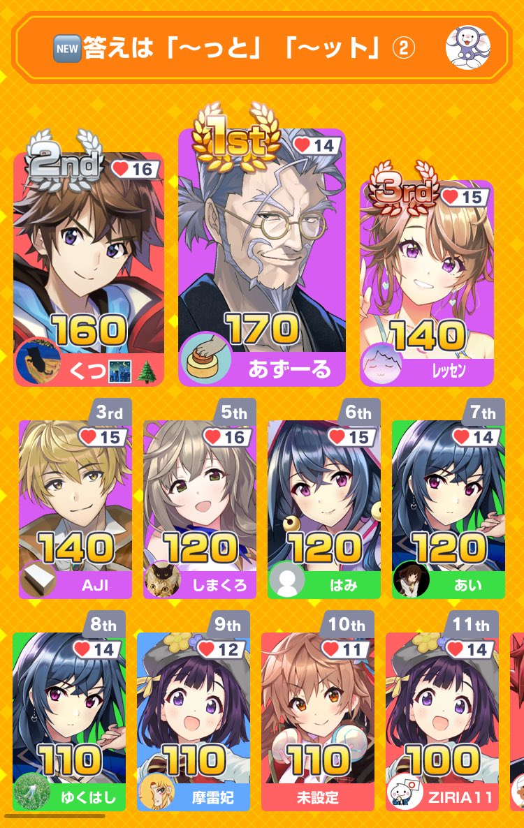 あず一る On Twitter みんなで早押しクイズに1位で勝利! アプリダウンロードはこちらから