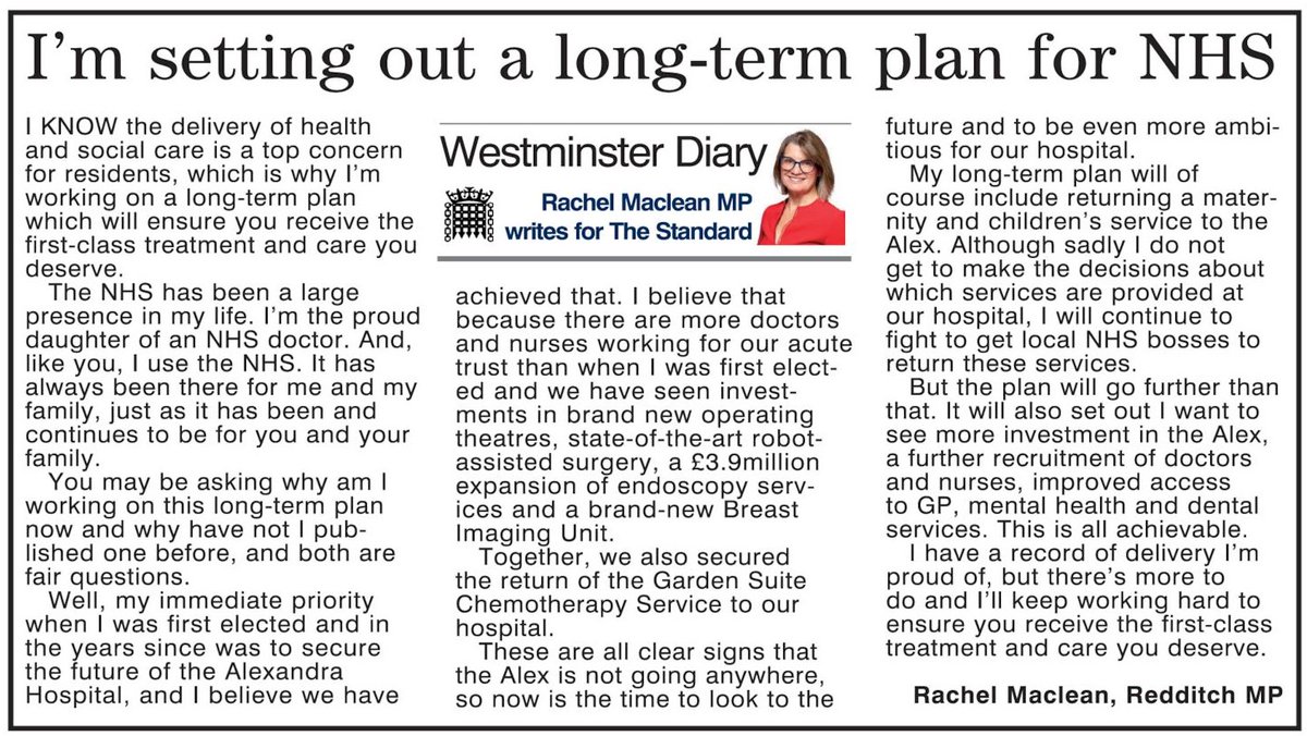 Rachel Maclean MP on Twitter: "📰 Check out my recent Westminster Diary in the @RedStand 👇"