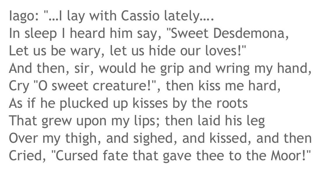 zarry bot 🪐 on Twitter: "Scene Context: The character Iago is telling his friend, Othello, a ...