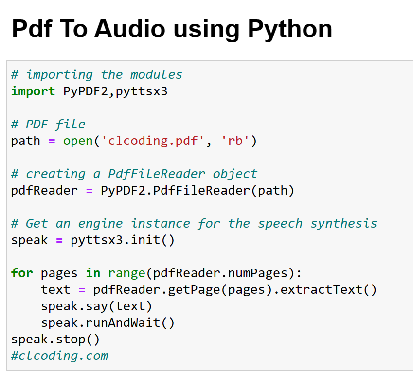Python Coding On Twitter Pdf To Audio Using Python Youtube 4238