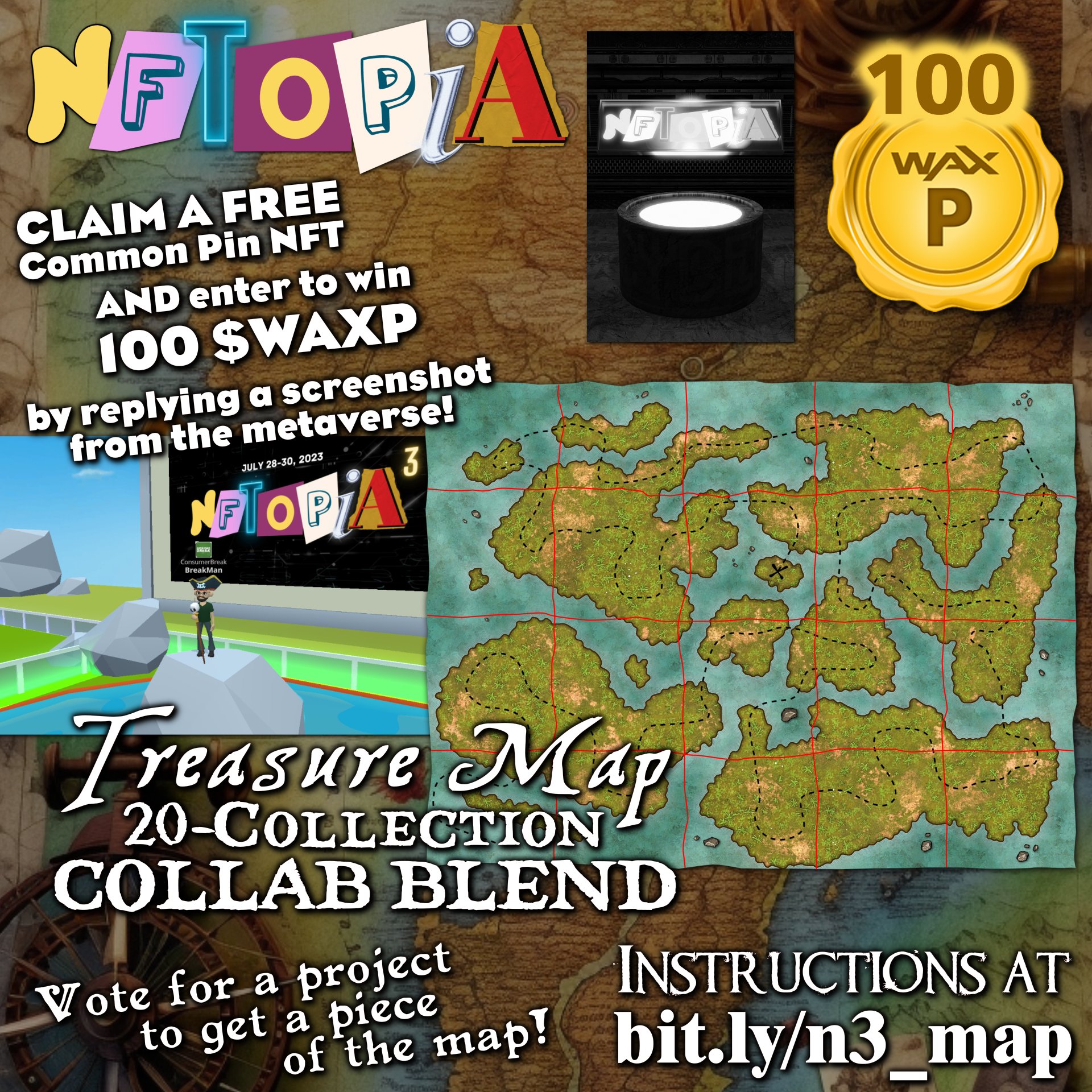 NFTOPIA (July 28-30) on Twitter: "🎁Claim a FREE #NFT AND enter to win 100 $WAXP by replying a ...