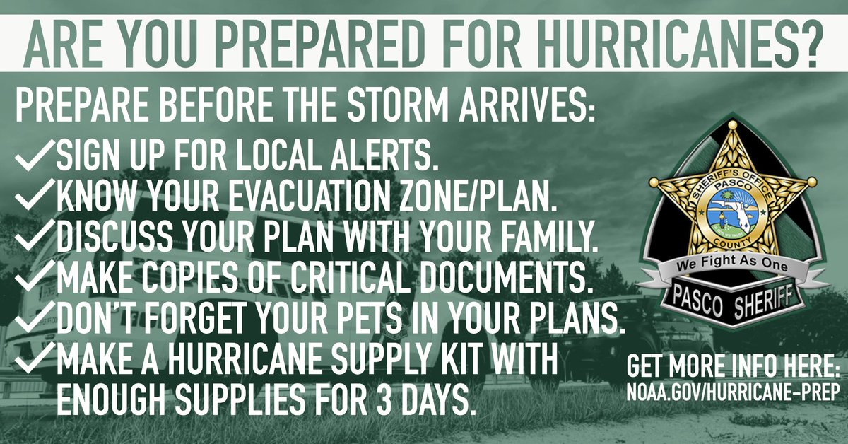 Pasco Sheriff on Twitter: "This hurricane season, it's crucial that you have a hurricane kit and ...