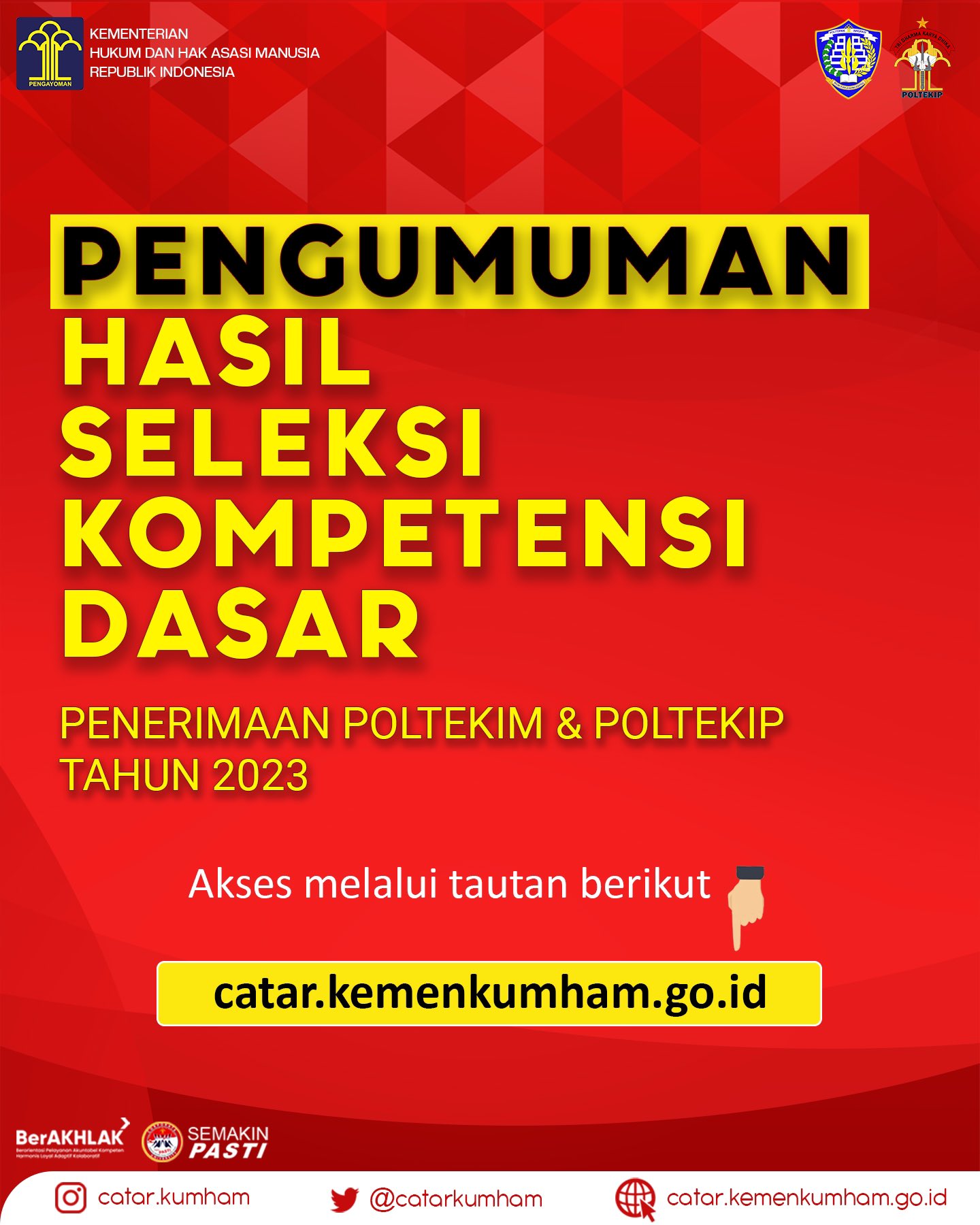 SELEKSI CATAR KEMENKUMHAM on Twitter: "Hai, Pejuang Catar! Pengumuman Hasil Seleksi Kompetensi ...