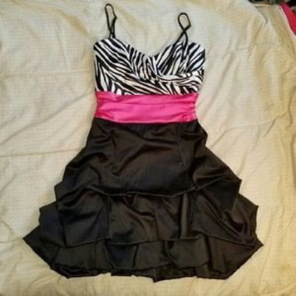 Pink And Black Zebra Print Prom Dresses