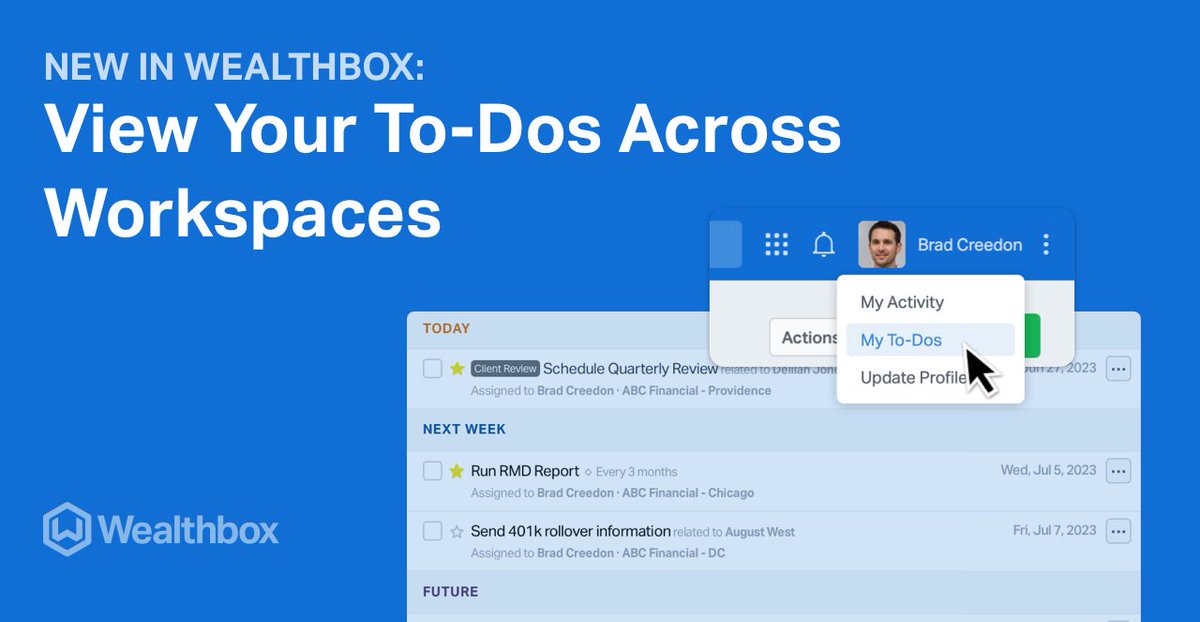 Wealthbox CRM on Twitter: "📣 Feature enhancement: Advisors can now view to-dos across @Wealthbox ...