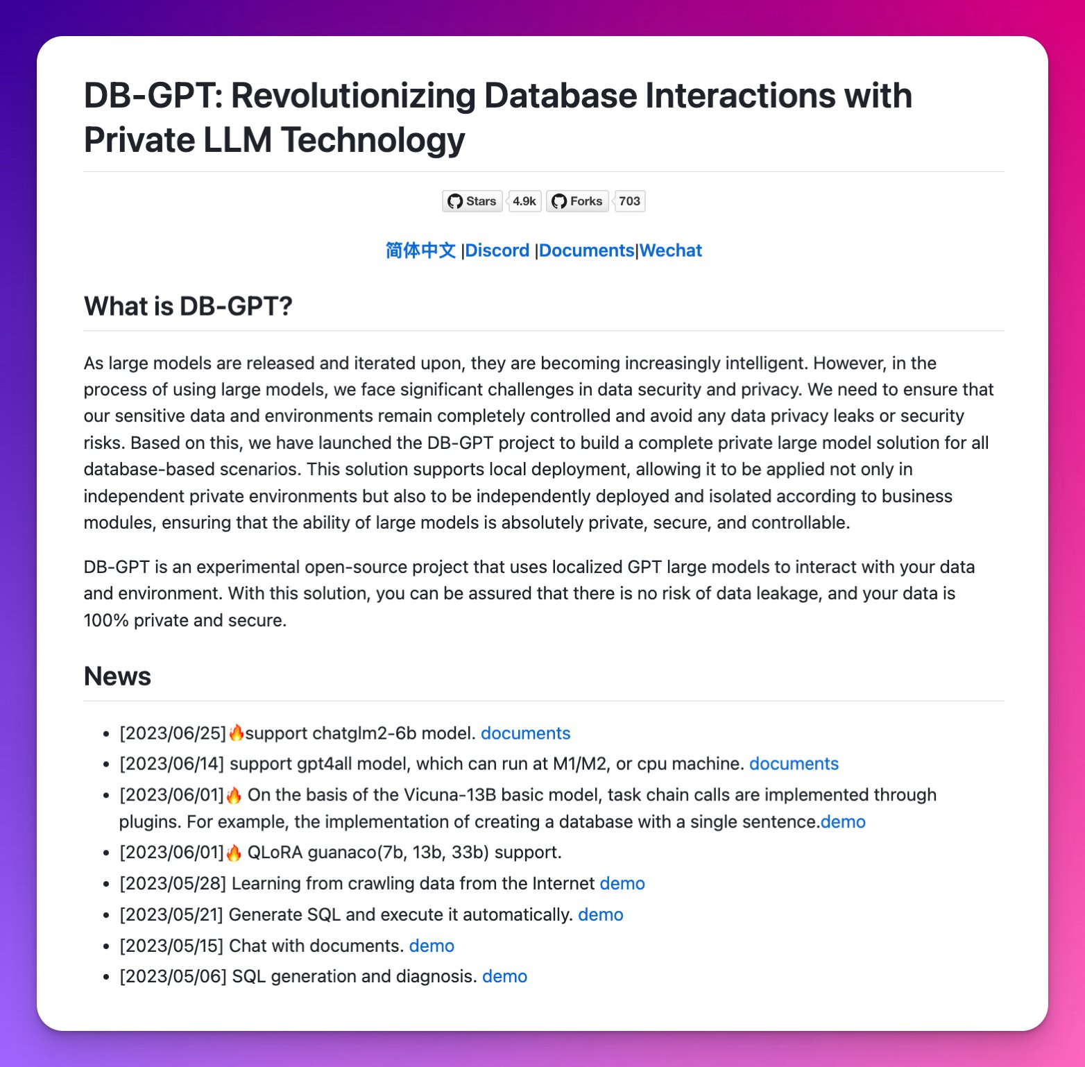 DataChazGPT 🤯 (not a bot) on Twitter: "DB-GPT is an experimental open-source project that ...