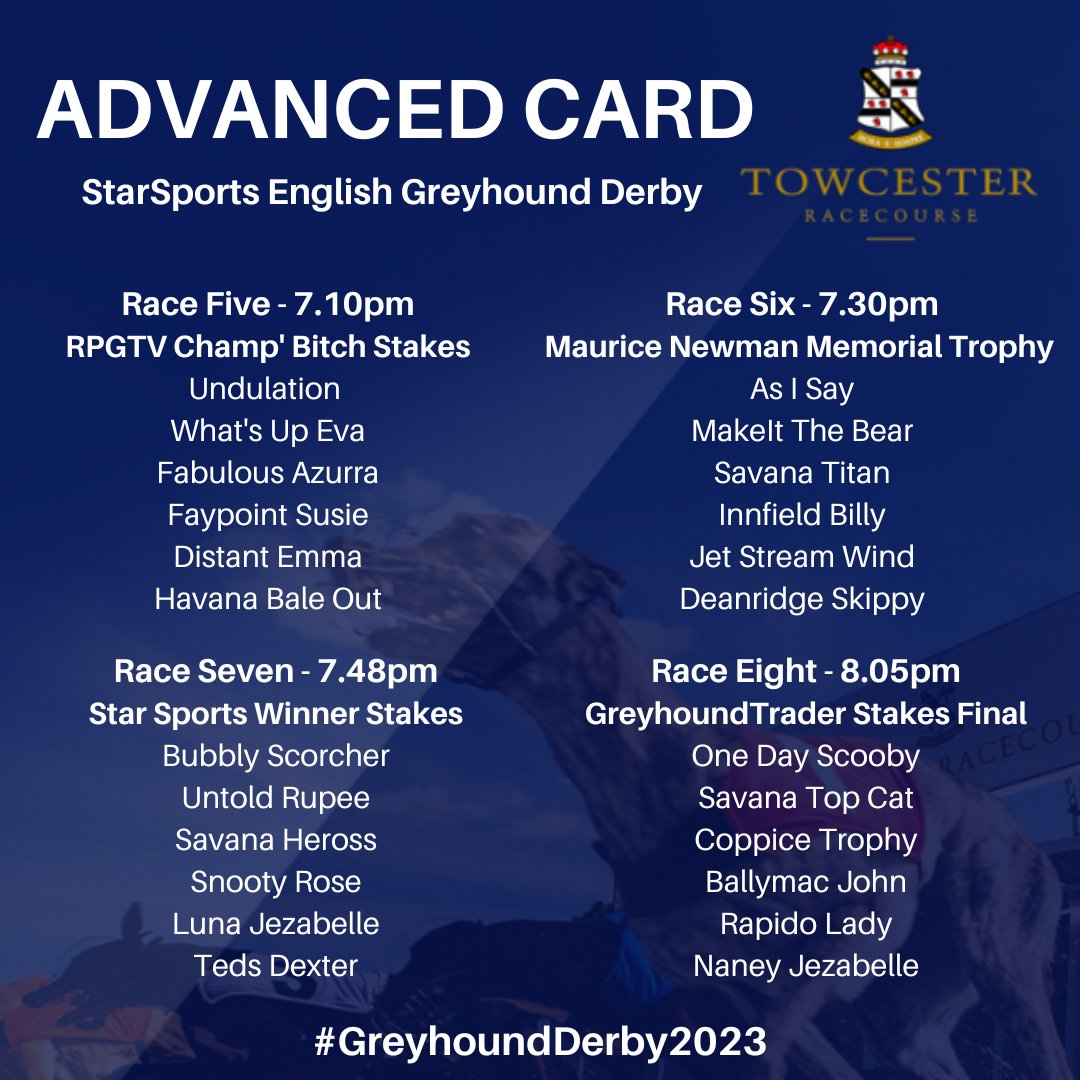 GBGB on Twitter: "RT @TowcesterRaces: ADVANCED CARD 🗒️ Over £200,000 in prize money 🙌 A star ...