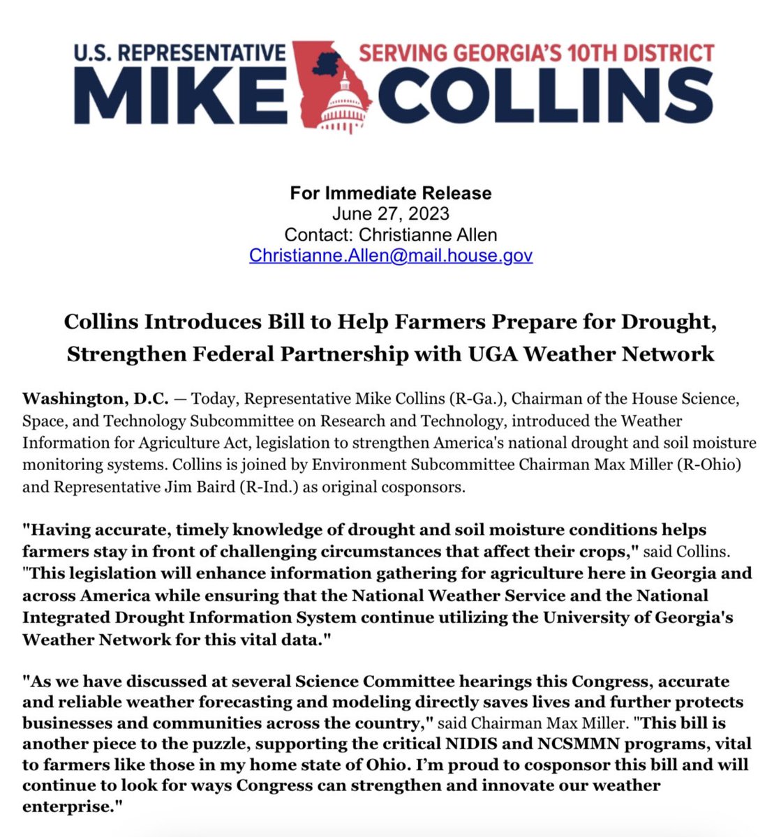 House Science Committee on Twitter: "Thank you @RepMikeCollins for introducing and fellow ...