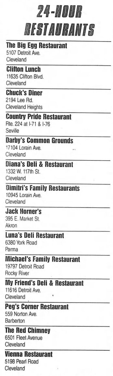 John Skrtic on Twitter: "24-Hour Restaurants in Northeast Ohio in February, 1997. Source ...