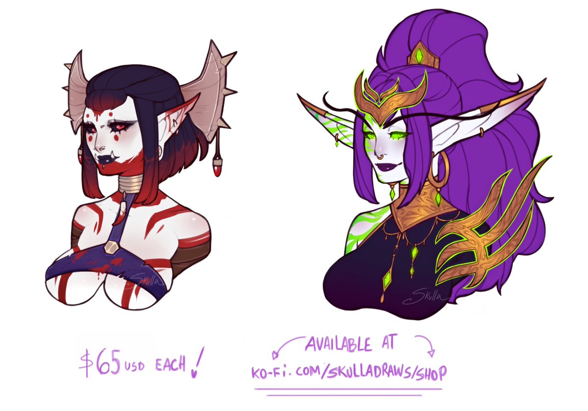 Skulla on Twitter: "Two more portraits available in my K0fi shop! https://ko-fi.com/skulladraws ...