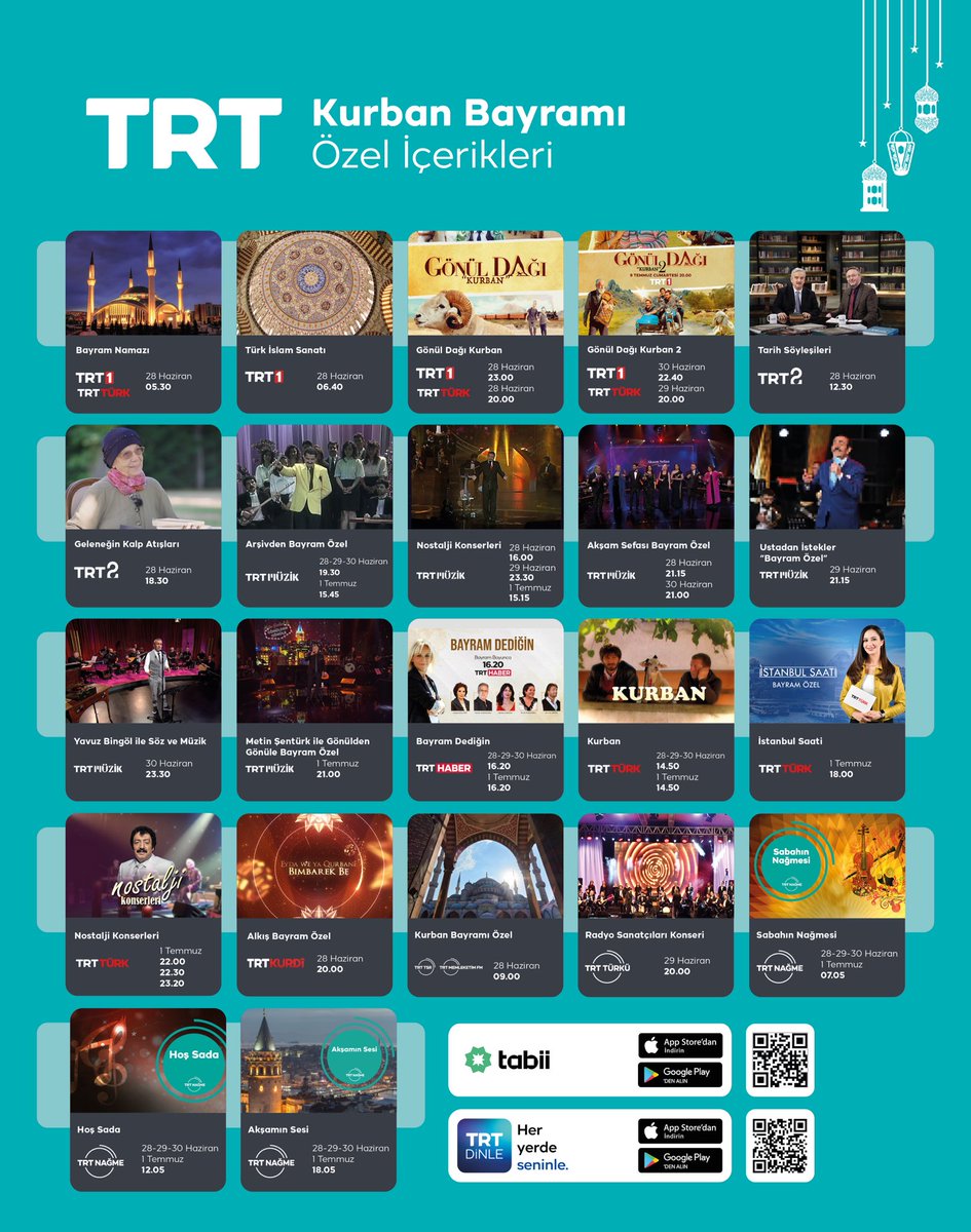 TRT 1 on Twitter: "RT @TRTKurumsal: Tüm İslam âleminin #KurbanBayramı’nı tebrik eder, sizlerin ...