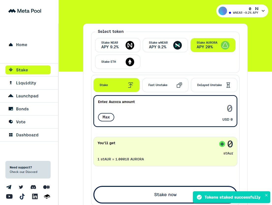 Francisco🧙‍♂️🛰️⚡| metapool.app on Twitter: "Recién salido del horno! 🙌 El staking de $AURORA ...