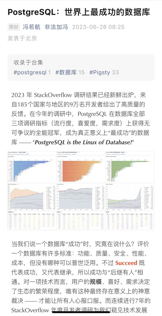 隔壁老王 On Twitter Stackoverflow的开发者调研一向很有前瞻性:数据库内核终局落幕,postgresql登基称王,postgresql Is The Linux